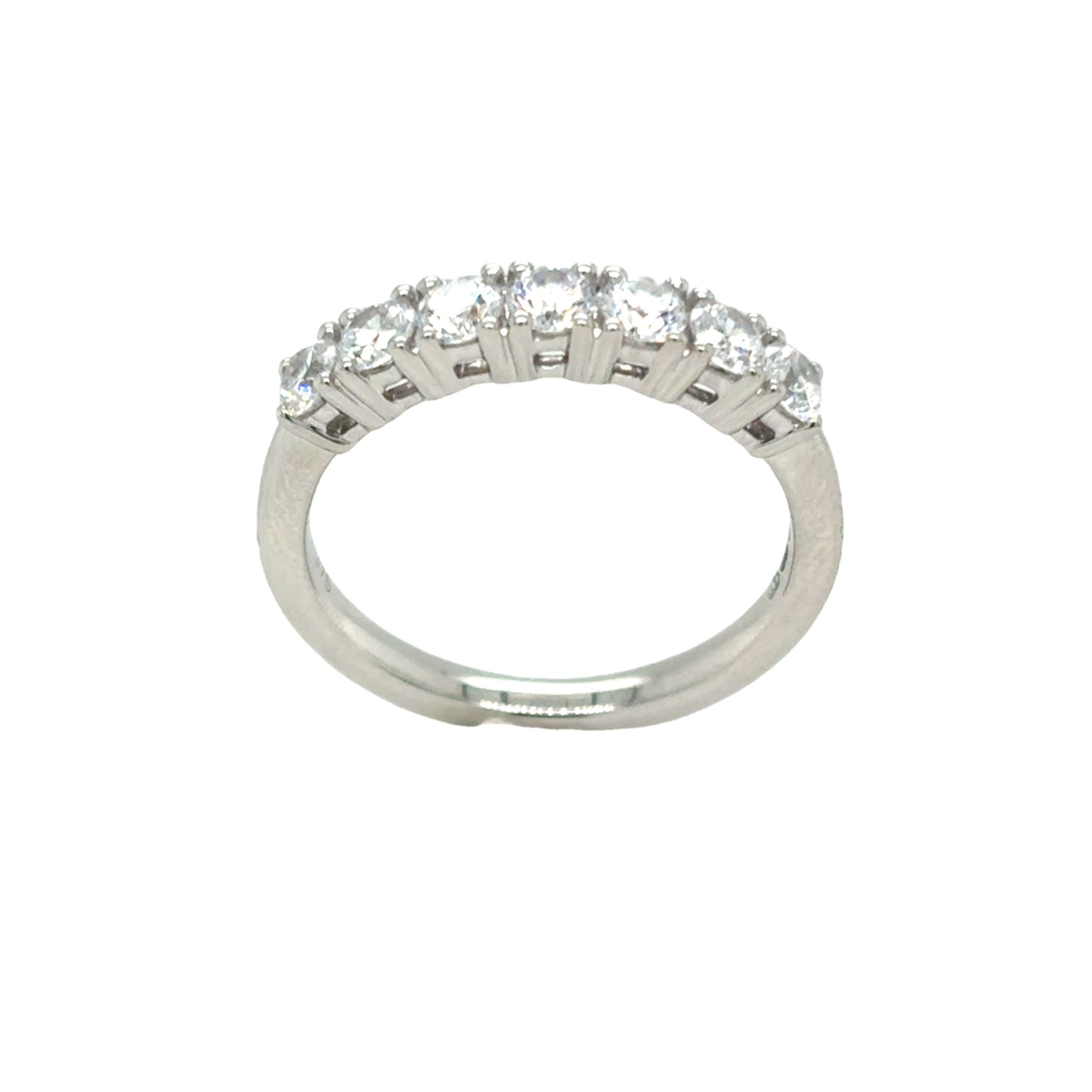 9ct White Gold Seven Stone Four Claw Round Brilliant CZ Eternity Ring ...