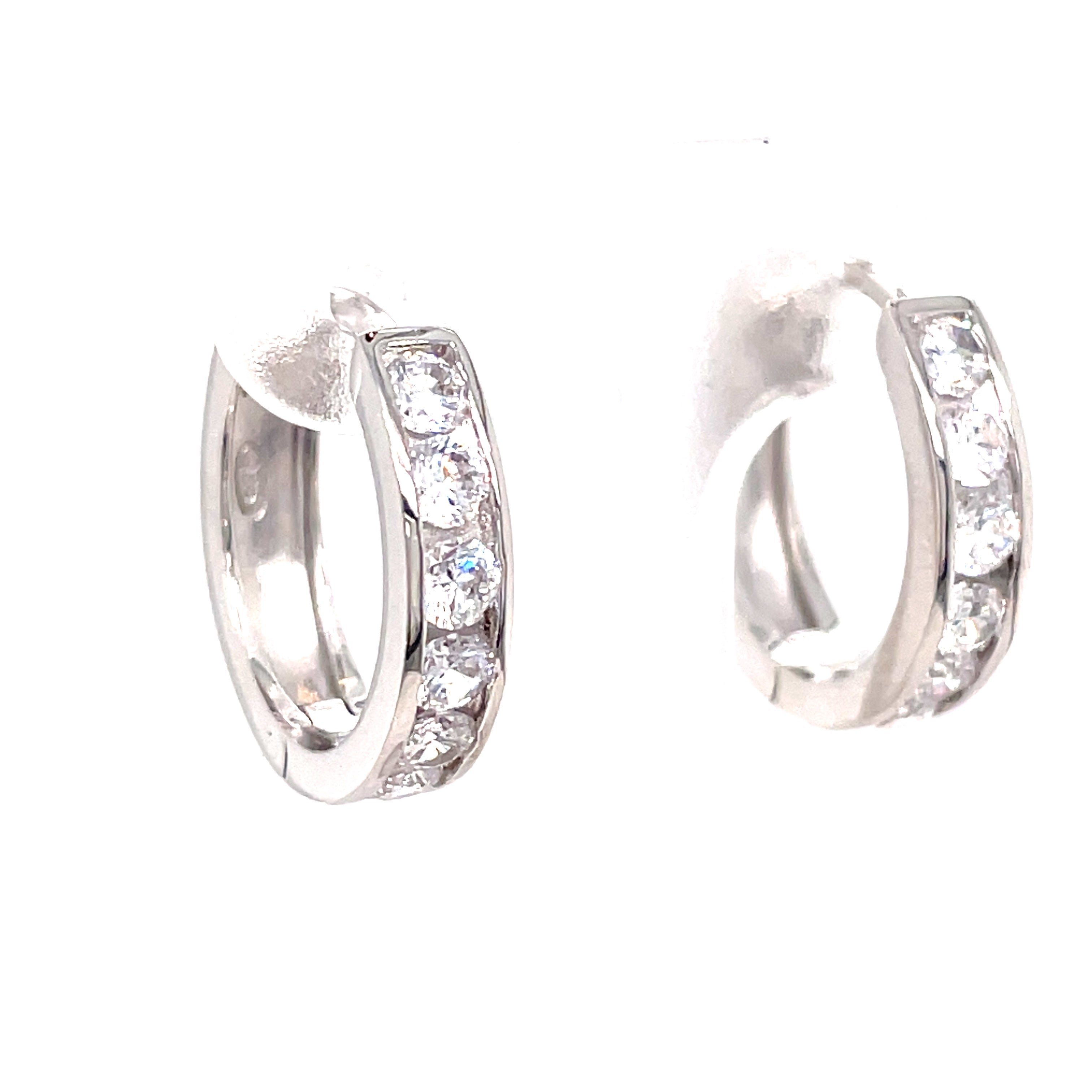 Sterling Silver Cubic Zirconia Channel Set Hoop Earring – NevilleJewellers