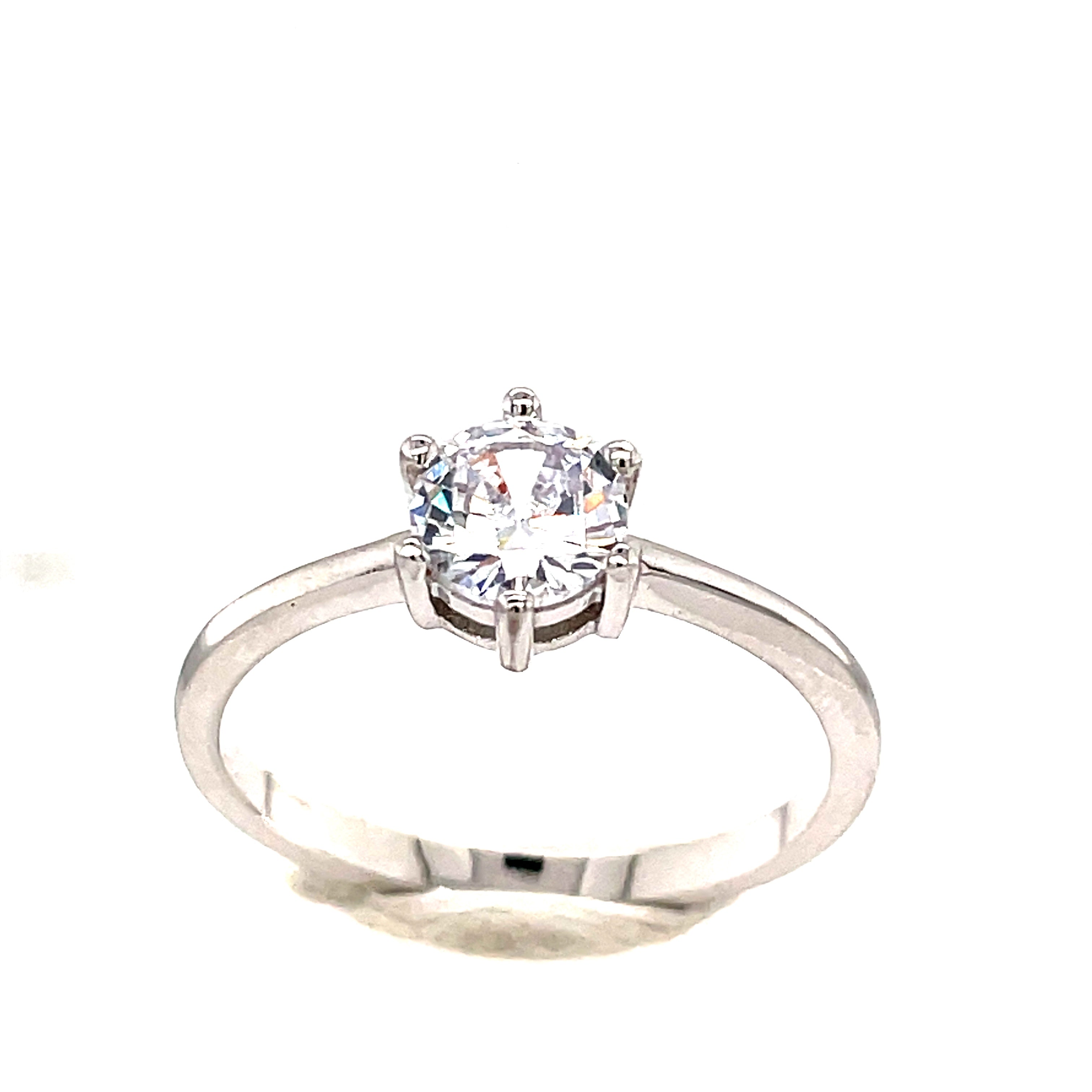 Sterling Silver Cubic Zirconia Solitaire 6 Claw Ring – NevilleJewellers