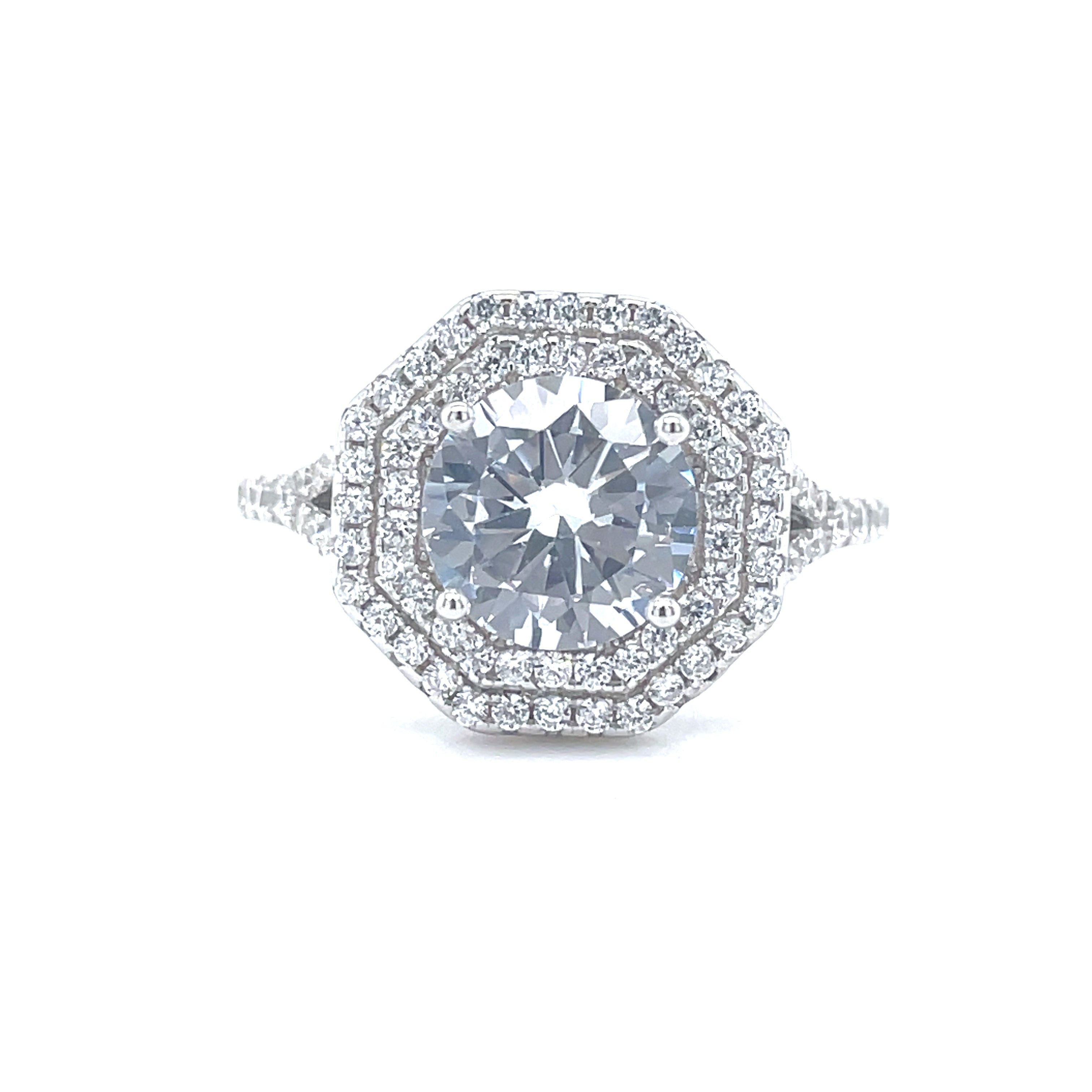 Sterling Silver Cubic Zirconia 8 Sided Pave Set Ring – NevilleJewellers
