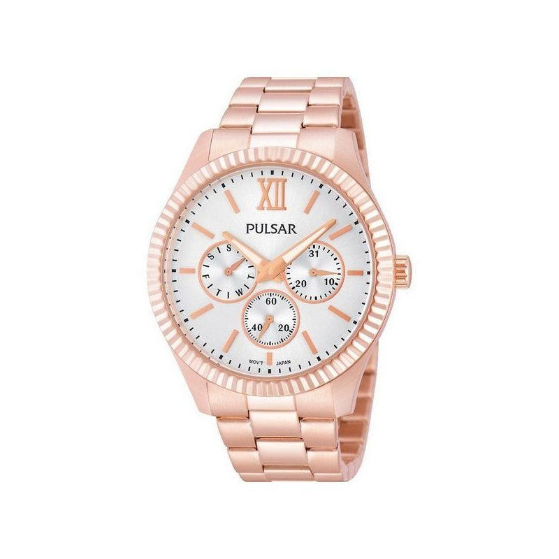 Ladies Rolled Gold Bracelet Rose Chronograph Pulsar Watch ...